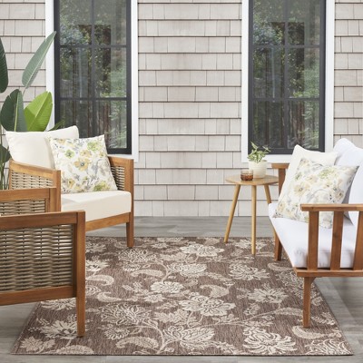Nourison 6' X 9' Garden Oasis Flatweave Indoor Outdoor Area Rug Mocha ...
