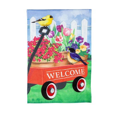 Flower Wagon Burlap Garden Flag : Target