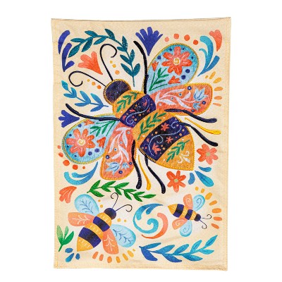Patterned Bee Linen Garden Flag : Target