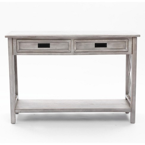 Luxenhome Gray Wood 2-drawer 1-shelf Console And Entryway Table : Target