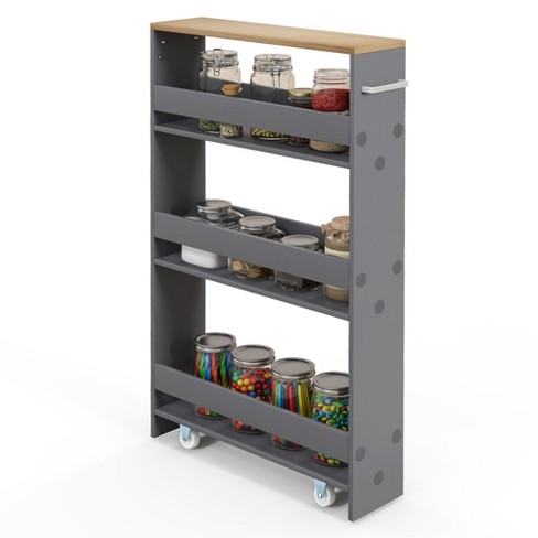Costway Rolling Kitchen Slim Storage Cart Mobile Shelving Organizer ...