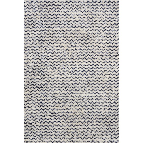 Nuloom Cuellar Chevron Shaggy Area Rug, 5' X 8', Navy : Target