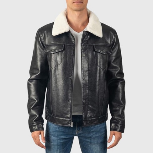 Alpine Swiss Aaron Mens Fitted Trucker Jacket Faux Fur Collar Vegan ...