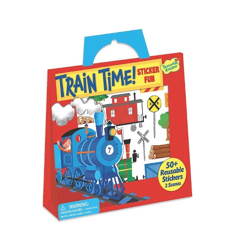 Mindware Train Time Reusable Sticker Tote - 52 Pieces : Target