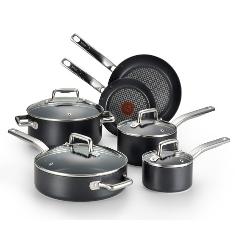 T-fal 10pc Cookware Set, Prograde Nonstick Black: Stainless Steel ...