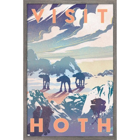 Trends International Star Wars: Hoth - Visit Hoth Framed Wall Poster Prints Barnwood Framed ...