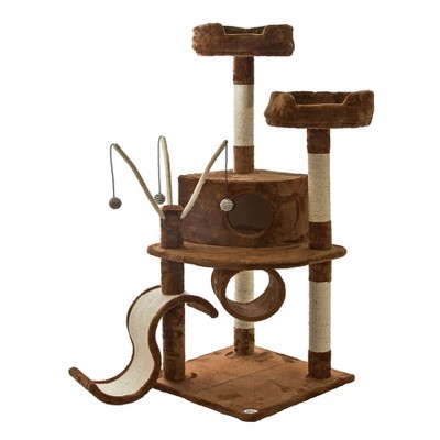 Go Pet Club 55" Cat Tree House With Dangling Toys And Slide F64 - Beige ...