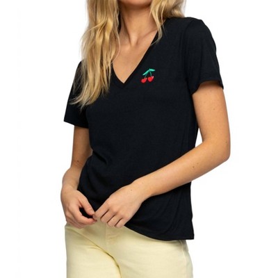 Women's Cherry Heart Embroidered Tee - Suburban Riot S : Target