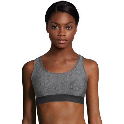 Hanes Sport Women's Racerback Sports Bra with Compression Black Heather ...
