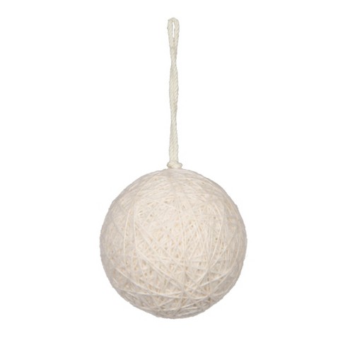 Vickerman 4" Ivory Wool String Wrapped Ball Ornament, 4 Per Bag. : Target