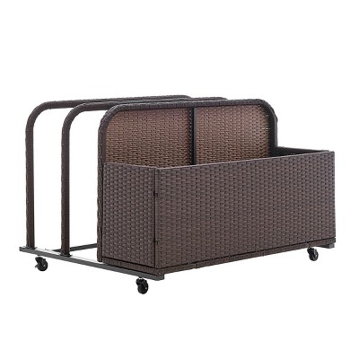 Outsunny Patio Wicker Pool Float Storage Basket, Outdoor Pe Rattan Pool ...