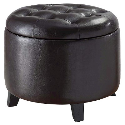 Designs4comfort Round Storage Ottoman Espresso - Breighton Home : Target