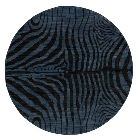 8' Round Zebra Striped Woven Rug Blue - Threshold™: Bohemian Accent ...