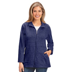 Collections Etc Stylish French Terry Zip Front Jacket With Flattering ...