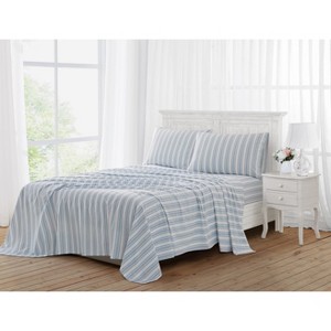 The Farmhouse by Rachel Ashwell Wide Ticking Stripe Blue Queen 4 Piece ...