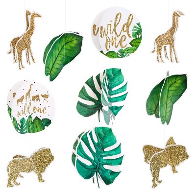 24 Piece Hanging 3d Jungle Safari Theme Party Decorations For Wild One ...