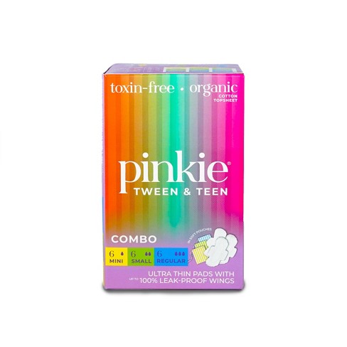 Pinkie Tween & Teen Ultra-thin Organic Topsheet Pads With Wings - Combo ...