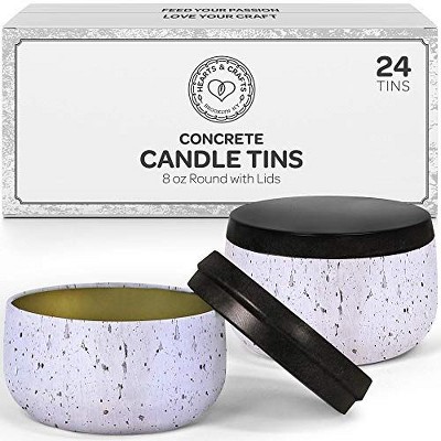 Hearts & Crafts Concrete Speckled Candle Tins 8 Oz With Lids - 24-pack ...