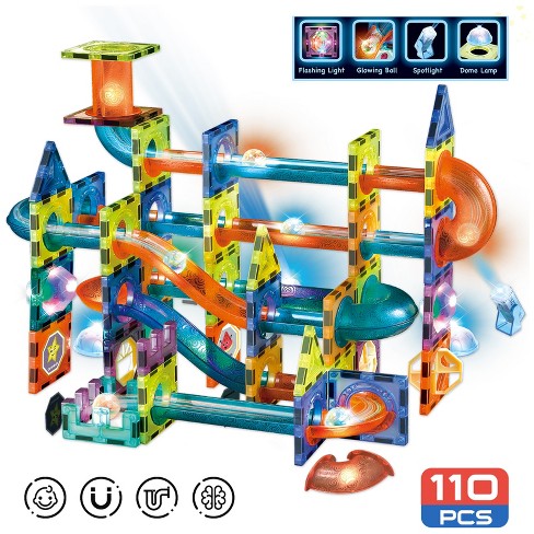 Contixo 110-piece Glow-in-the-dark Marble Run Magnetic Light-up Tile ...
