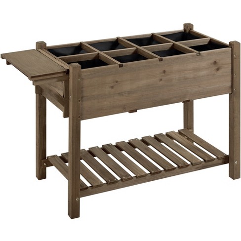Yaheetech Elevated Garden Planter With Removable Grow Grids Dark Brown ...