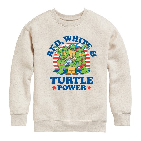 Teenage Mutant Ninja Turtles Red White Turtle Power Graphic Long Sleeve Fleece Sweatshirt ...