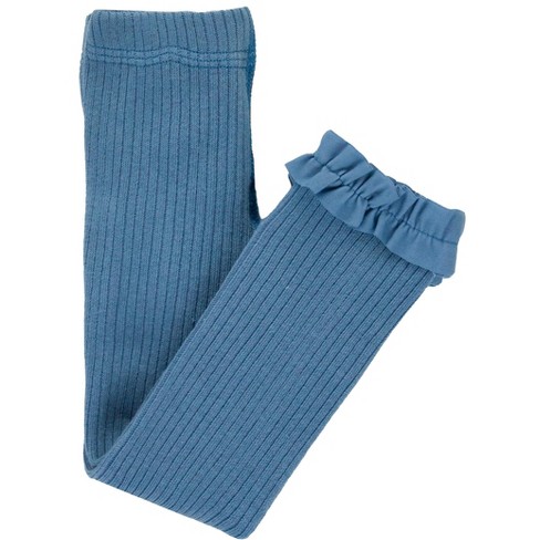 Rufflebutts Girls Rib Knit Footless Ruffled Tights - Countryside Blue ...
