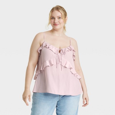 Women's Ruffle Cami Top - Universal Thread™ Pink 2x : Target