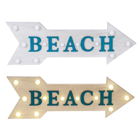 Beachcombers Marquee Beach Arrow Sign 24 X 8 X 2 Inches. : Target
