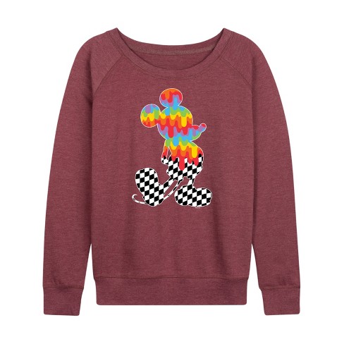 Women's Disney Mickey Silhouette Drip Checker Lightweight French Terry ...