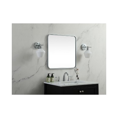 Elegant Lighting Soft Corner Metal Square Mirror 24x24 Inch In Silver ...