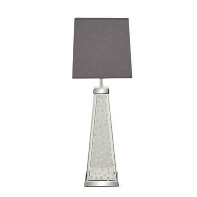 Contemporary Glass Mirrored Table Lamp With Gray Linen Shade - Olivia ...