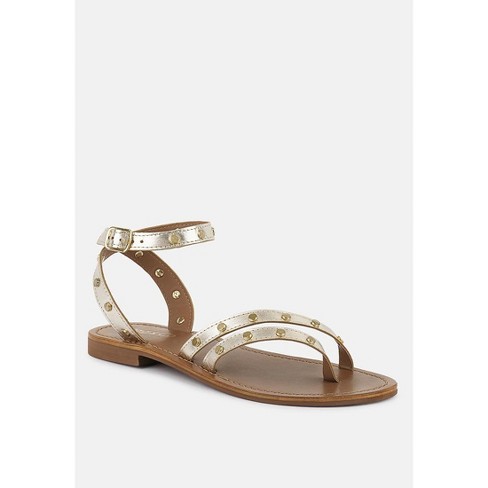 Oprah Studs Embellished Flat Sandals In Gold 8 (us) - Women : Target
