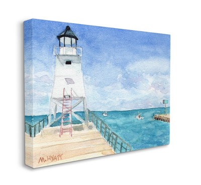 Stupell Industries Boardwalk Leading To Lighthouse Seaside Landscape ...