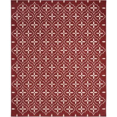Nourison Essentials Moroccan Modern Indoor Outdoor Rug Brick Ivory 5' X ...
