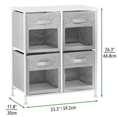 Mdesign Vertical Furniture Storage Tower With 4 Fabric Drawer Bins : Target