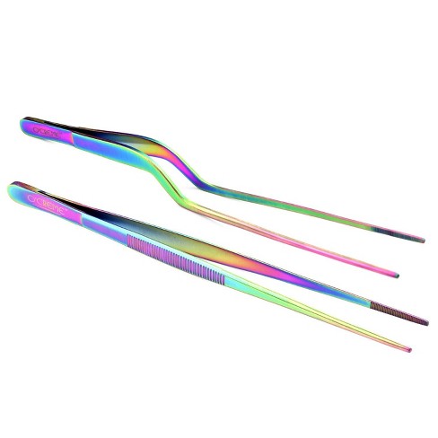 O'creme Culinary Stainless Steel Tweezer Tongs Set Of 2 - One 10 Inch ...