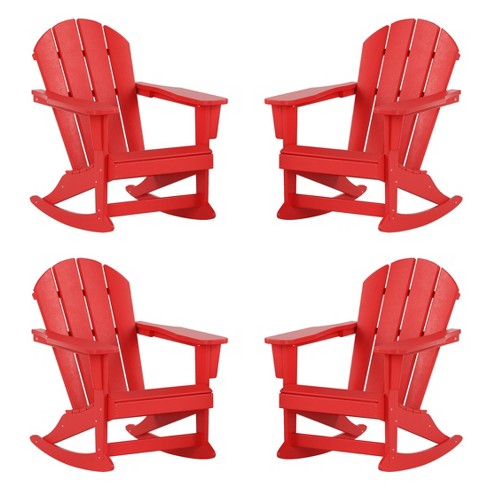 Westintrends Outdoor Adirondack Rocking Chair (set Of 4), Red : Target