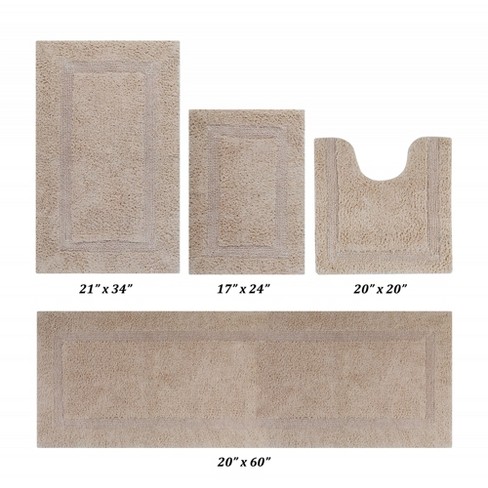 Better Trends Lux Reversible Bath Rug, 100% Cotton, 4 Piece Set (17" X ...