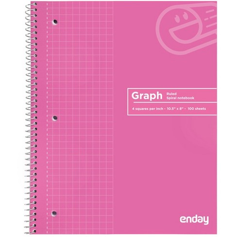 Enday 100 Ct. Quad-ruled Spiral Notebook, Pink : Target