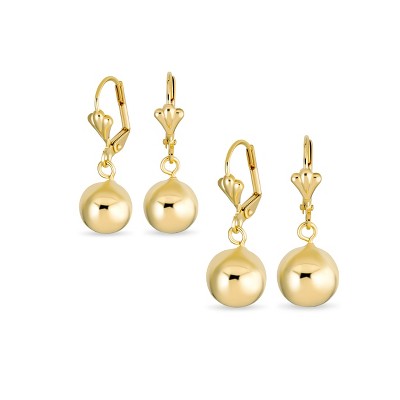 Bling Jewelry Round 6MM & 10MM Ball Drop Earrings Light Weight Lever ...