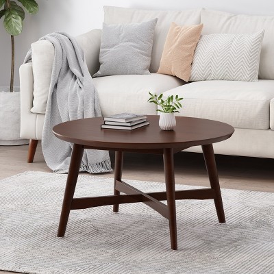 Uptiot Round Coffee Table With X-cross Base-walnut : Target