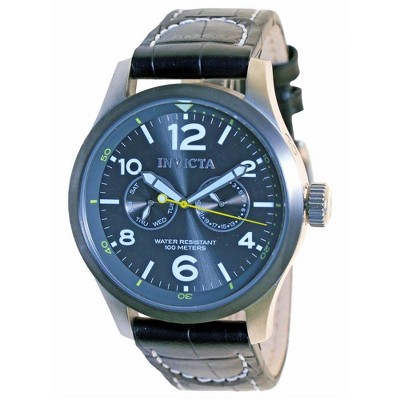 Invicta 14142 Men's I Force Grey Dial Grey Bezel Black Leather Strap ...