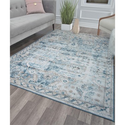 Rugs America Freida Fy65a Powder Blue Vintage Farmhouse Blue Area Rug ...