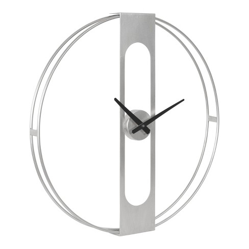 22"x22" Urgo Numberless Metal Wall Clock Silver - Kate & Laurel All ...