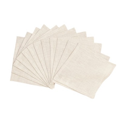 Solino Home Linen Cocktail Napkins Light Natural Set of 12, 6 x 6 ...