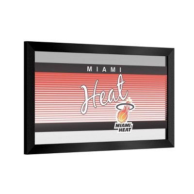 Miami Heat Hardwood Classics Black Framed Bar Mirror By Trademark ...