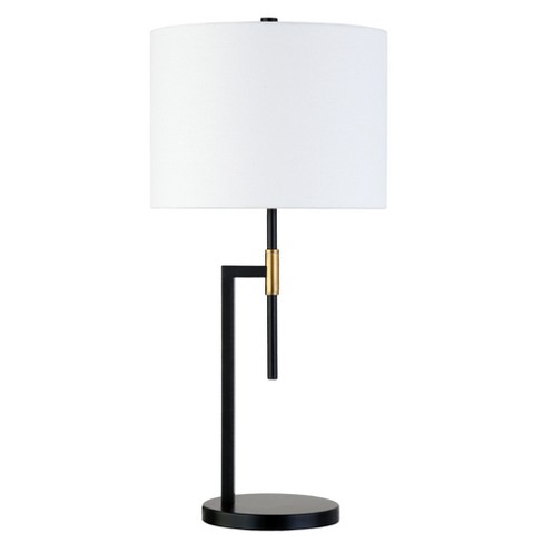 Hampton & Thyme 25" Tall Table Lamp With Fabric Shade Matte Black/brass ...