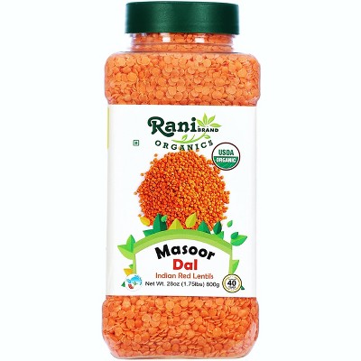 Organic Masoor Dal (red Split Lentils) - 64oz (4lbs) 1.81kg - Rani ...