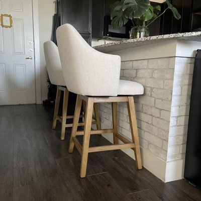Kinston Swivel Curved Back Upholstered Counter Height Barstool ...
