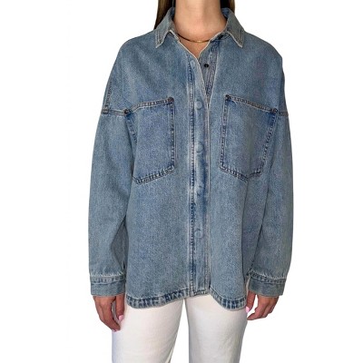 Women's Denim Shacket With Front Pockets - Miou Muse : Target